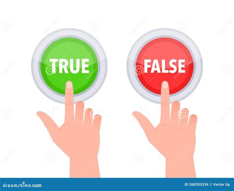 True False Button Sign Check Mark And Cross Stock Vector