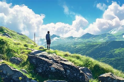 爬山ai数字艺术 爬山写实风格自然风光插画成年男子山脊登山场景 Ai图片免费下载png格式4032像素编号71961322 千图网