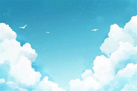 구름 과 노란색 선 프레임 을 가진 파란 하늘 배경 프리미엄 Ai 생성 이미지