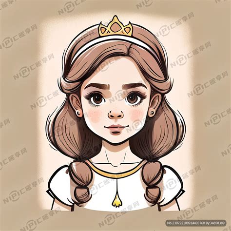 Ai创作图卡通简笔画明亮风格公主正面幼龄 昵图网