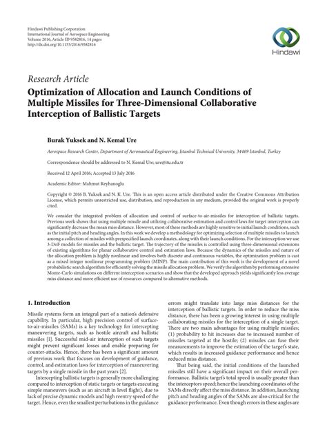 Pdf Optimization Of Allocation And Launch Conditions Of Multiple Missiles For Three