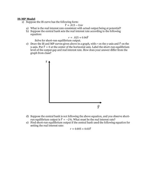 Tutorial 6 IS MP Model IS MP Model 1 Suppose the IS curve has the following form 𝑌 015
