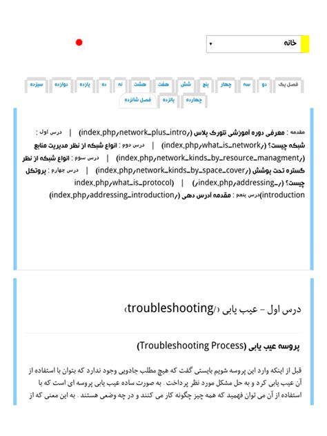 چیست Troubleshooting مراحل عیب یابی شبکه پروسه عیب یابی Pdf
