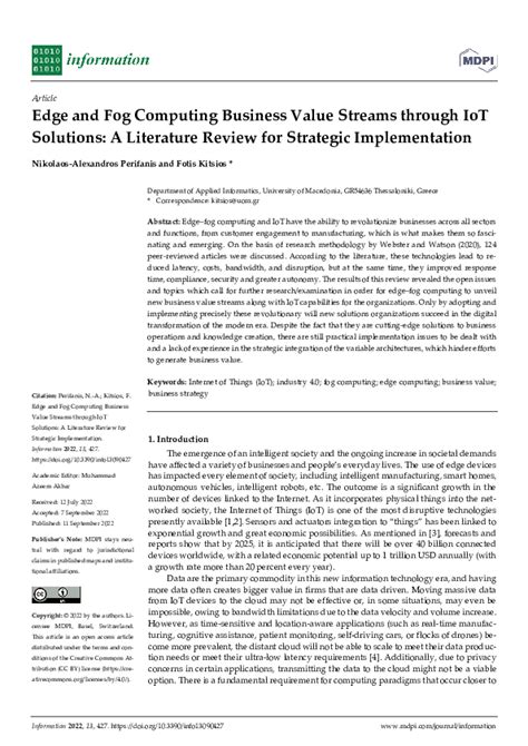 Pdf Edge And Fog Computing Business Value Streams Through Iot