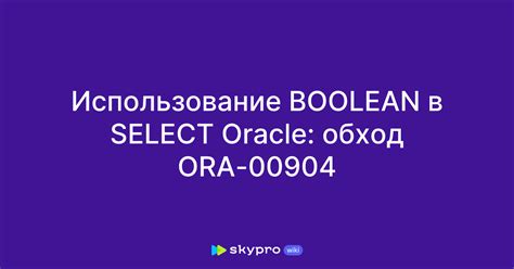 Использование Boolean в Select Oracle обход Ora 00904