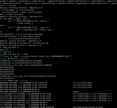 Error In Tmux Corrupted Double Linked List X Ff Dc Issue Tmux Tmux GitHub