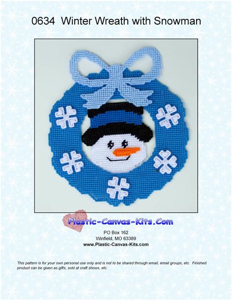 Winter Wreath With Snowman Plastic Canvas Pattern Pdf Download Etsy