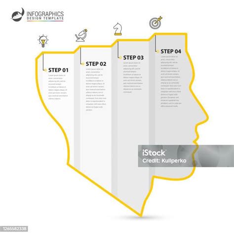 인포그래픽 디자인 템플릿입니다 4단계의 창의적인 컨셉 계단에 대한 스톡 벡터 아트 및 기타 이미지 계단 머리 노랑
