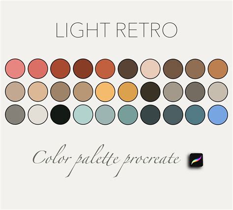 Light Retro Procreate Color Palette 30 Colors