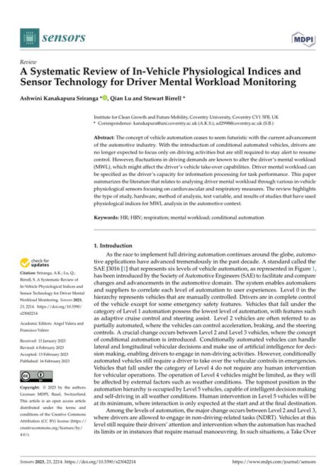 Pdf A Systematic Review Of In Vehicle Physiological Indices And