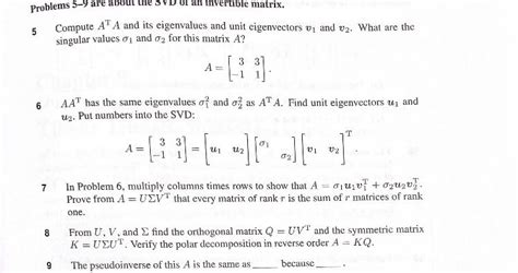 5 Compute Ata And Its Eigenvalues And Unit