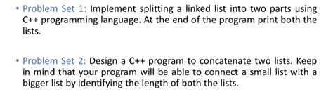Solved Problem Set 1 Implement Splitting A Linked List Into