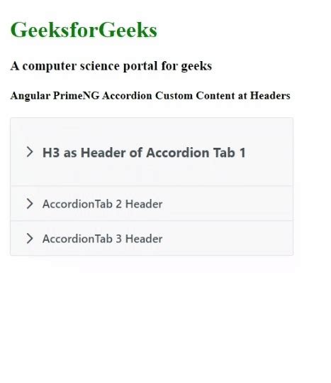 Angular Primeng Accordion Custom Content At Headers Geeksforgeeks