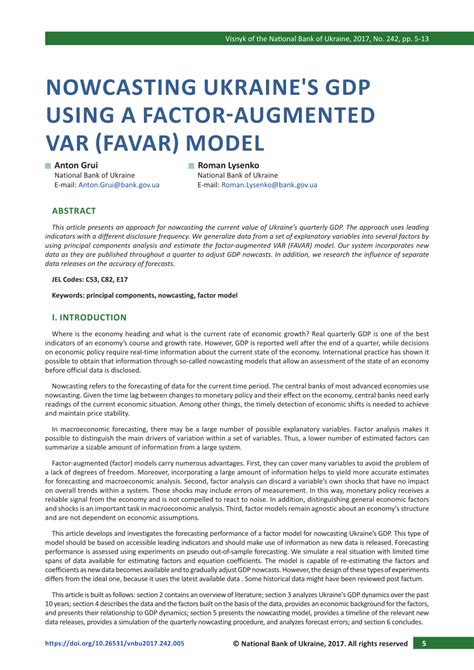 Pdf Nowcasting Ukraines Gdp Using A Factor Augmented Var Favar Model