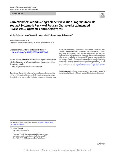 Pdf Correction Sexual And Dating Violence Prevention Programs For