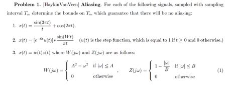 Solved Aliasing For Each Of The Following Signals Sampled Chegg