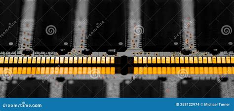 Macro Close Up Of Computer RAM Chip And Motherboard Stock Photo Image Of Communication