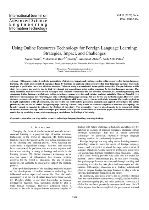 Pdf Using Online Resources Technology For Foreign Language Learning