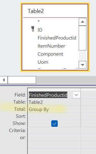 MS Access Group By And Sum If All Values Are Available Query Stack Overflow