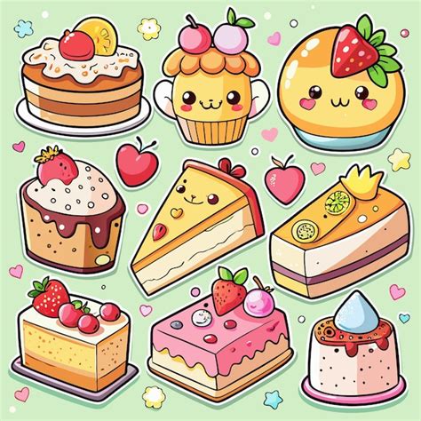 Cute Kawaii Cakes With Strawberry Lemon Toppings Premium Ai Generated