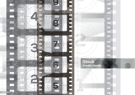 네거티브 필름 스트립 카운트 다운 레트로 시네마 아날로그 필름 비디오 소개 영화 배경 복고풍에 대한 스톡 벡터 아트 및 기타 이미지 복고풍 영화 영화 산업 Istock