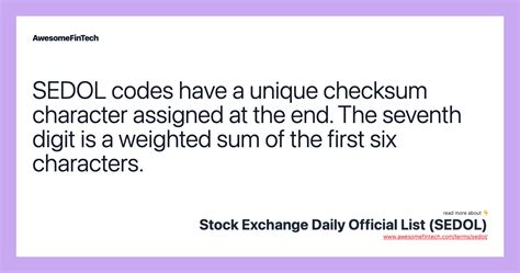 Stock Exchange Daily Official List SEDOL AwesomeFinTech Blog
