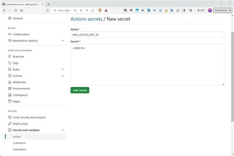 Erstellen Eines Github Workflows Für Die Nodejs App Mit Aws Elastic Beanstalk