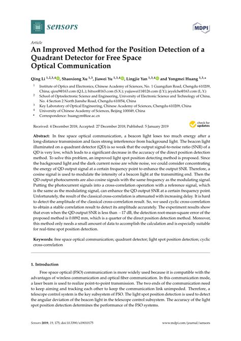 Pdf An Improved Method For The Position Detection Of A Quadrant