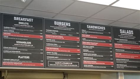 Menu At Tophers Burgers And Biscuits Broadway Drive Restaurant