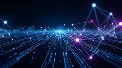 Dynamic Network Connection Abstract Data Flow With Glowing Nodes And Lines Stock Footage
