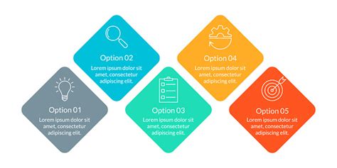 5 단계 옵션 또는 레벨 정보 그래픽 디자인 5 개의 비즈니스 아이콘 프레젠테이션 워크플로 레이아웃 타임라인 인포그래픽을 위한 최신 요소입니다 벡터 그림입니다 5에 대한