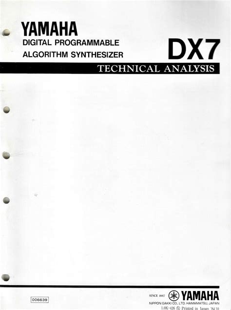 Yamaha Digital Programmable Algorithm Synthesizer Dx7 Technical Analysis 87 Page 4648429679