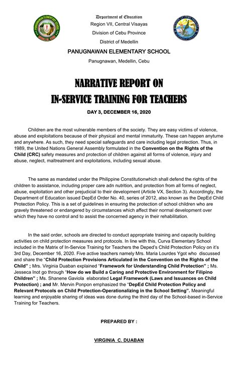 Narrative Report Example For Student Teacher at Lawrence Figueroa blog