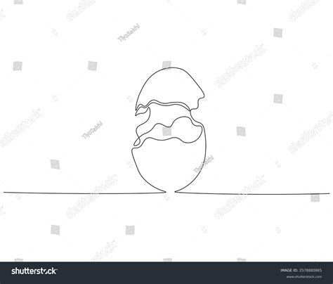 Continuous One Line Drawing Cracked Eggshell Stock Vector Royalty Free