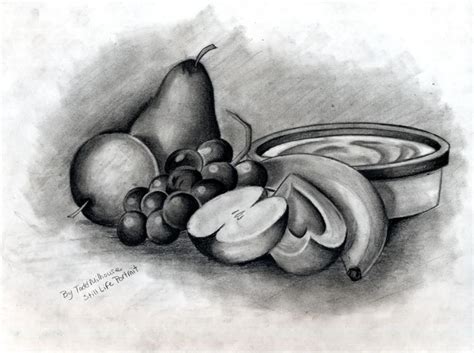 Как нарисовать тарелку с фруктами карандашом