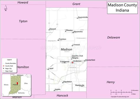 Madison County Map Indiana Usa Know Where Is Located Citiesand Towns
