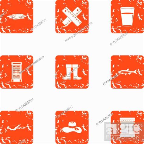 Swamp Walk Icons Set Grunge Set Of 9 Swamp Walk Vector Icons For Web