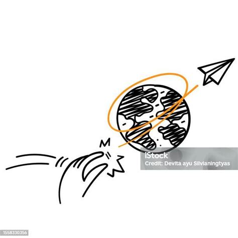 손으로 그린 낙서 종이비행기가 세계 지도 일러스트레이션 벡터에 날아간다 개념에 대한 스톡 벡터 아트 및 기타 이미지 개념 관광 교통 이벤트 Istock