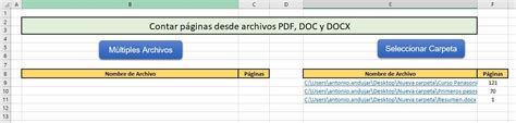 Contar las páginas de un PDF DOC DOCx desde Excel VBA Total