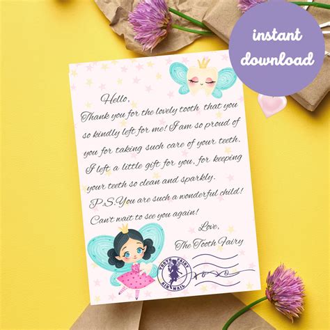 Tooth Fairy Letter Printable Cute Lost Tooth Letter From Tooth Fairy