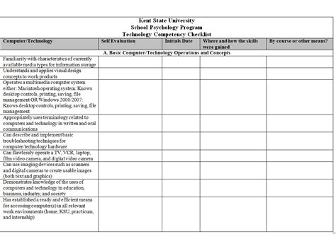 Competency Checklist Template