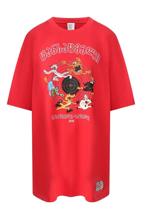 Женская красная хлопковая футболка Vetements купить в интернет магазине ЦУМ арт Uss197070 W