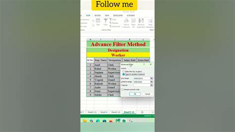 Advance Filter Method In Excel Microsoftexcel Exceltips Exceltricks