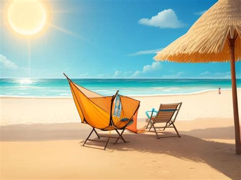 Premium Ai Image Sun Sat Scene On Beach