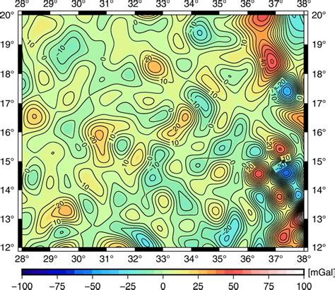 Free Air Gravity Anomaly Over The Selected Area Download Scientific