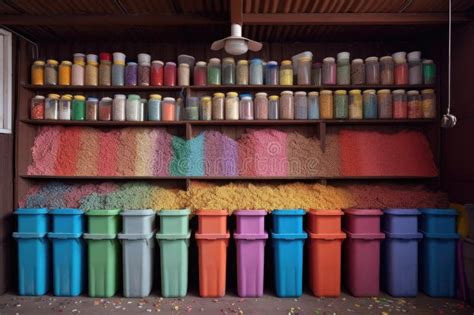 Sorted Recyclables In Color Coded Bins Stock Illustration Illustration Of Ecology Environment