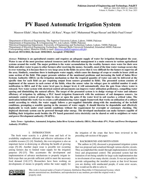 Pdf Pv Based Automatic Irrigation System