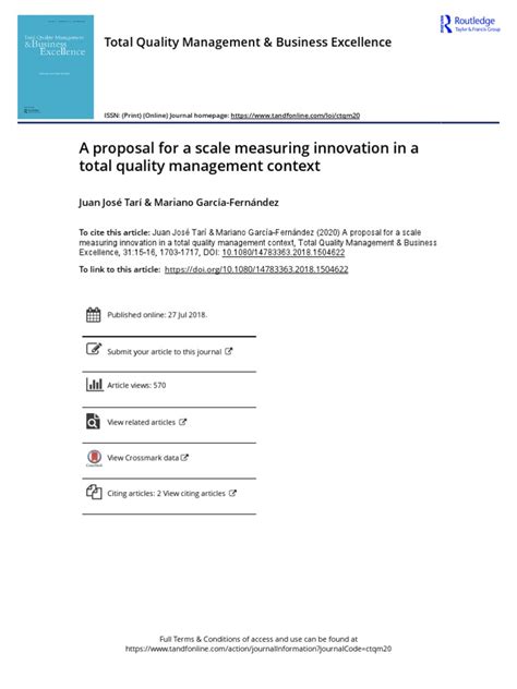 A Proposal For A Scale Measuring Innovation In A Total Quality Management Context Pdf