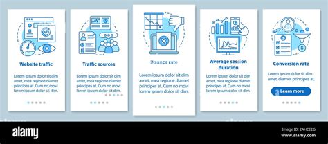 Website Traffic Onboarding Mobile App Page Screen With Linear Concepts Sales Conversion Rate