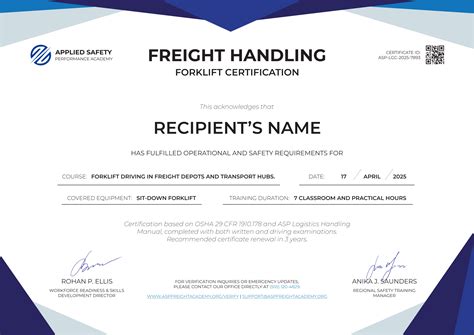 Fork Truck Certificate Template